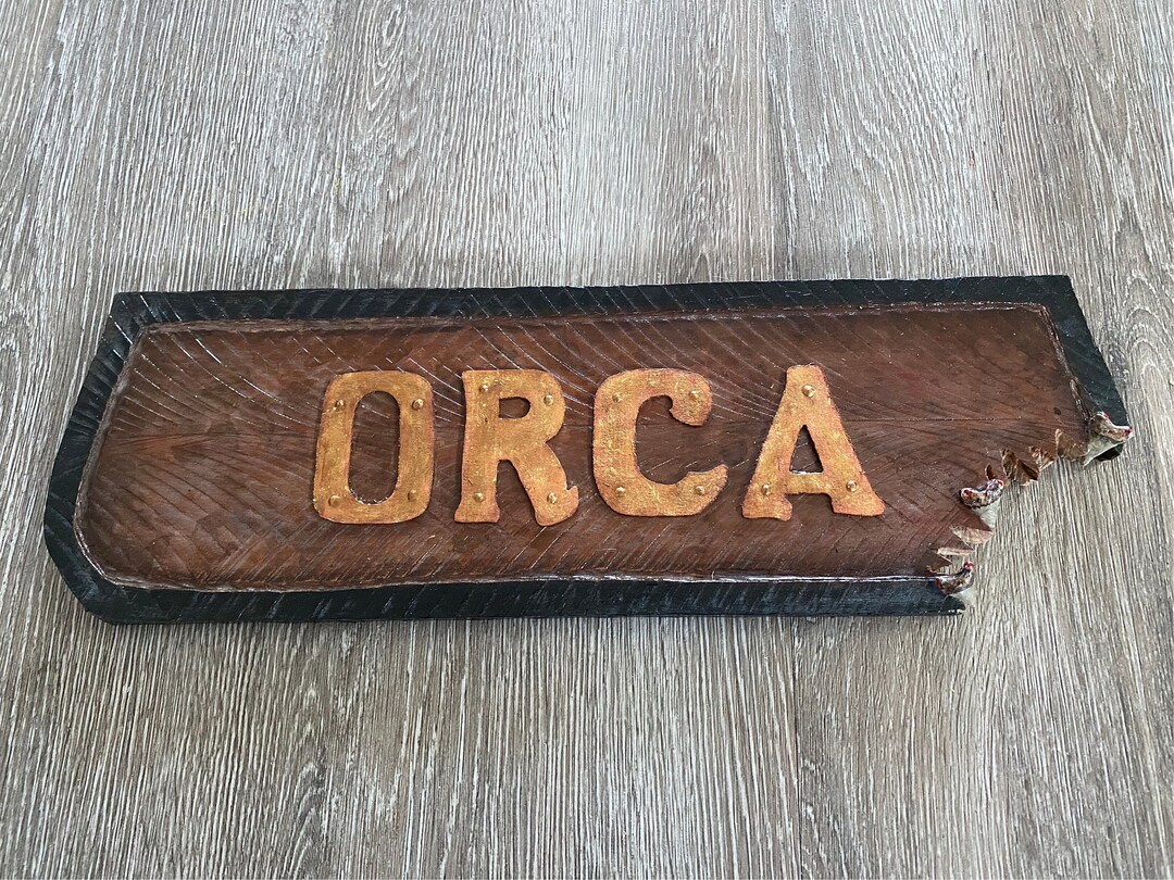 JAWS Orca Sign With Shark Bite - Etsy