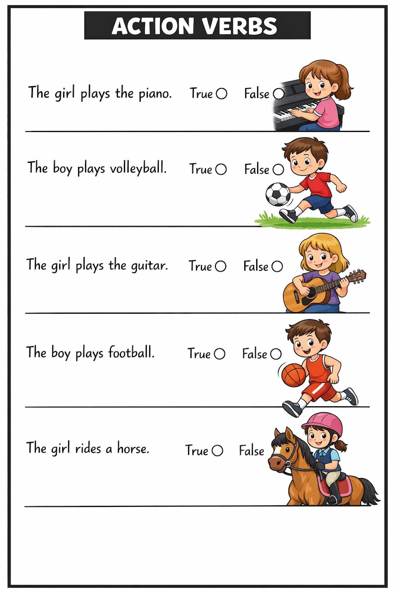 ACTION VERBS ACTIVITIES - Etsy