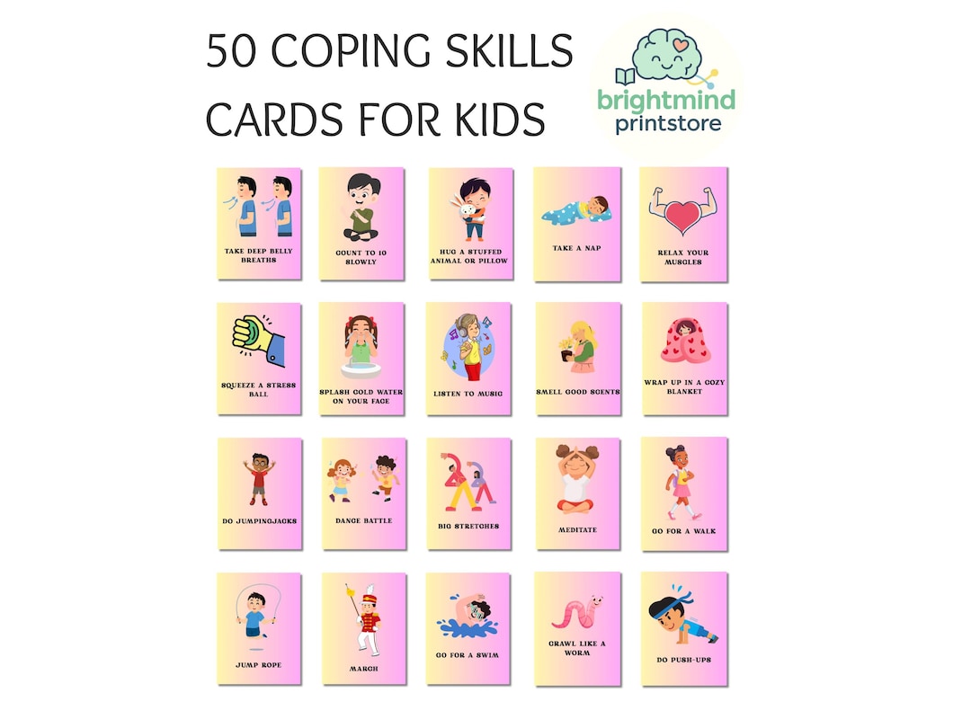 Coping Skills Card Deck for Kids | 50 Printable SEL Cards | Emotional ...