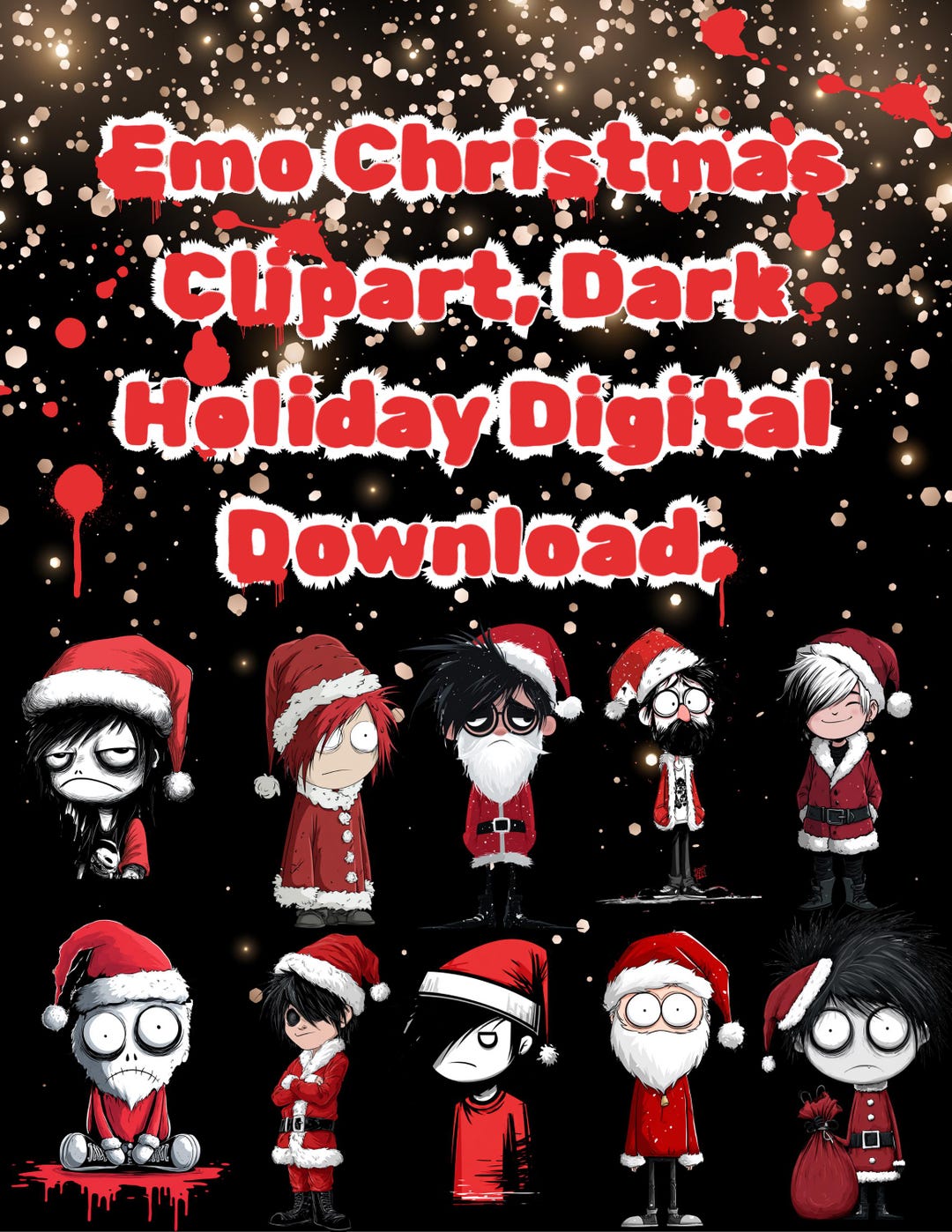 16 Emo Christmas Clipart, Dark Holiday Digital Download - Etsy