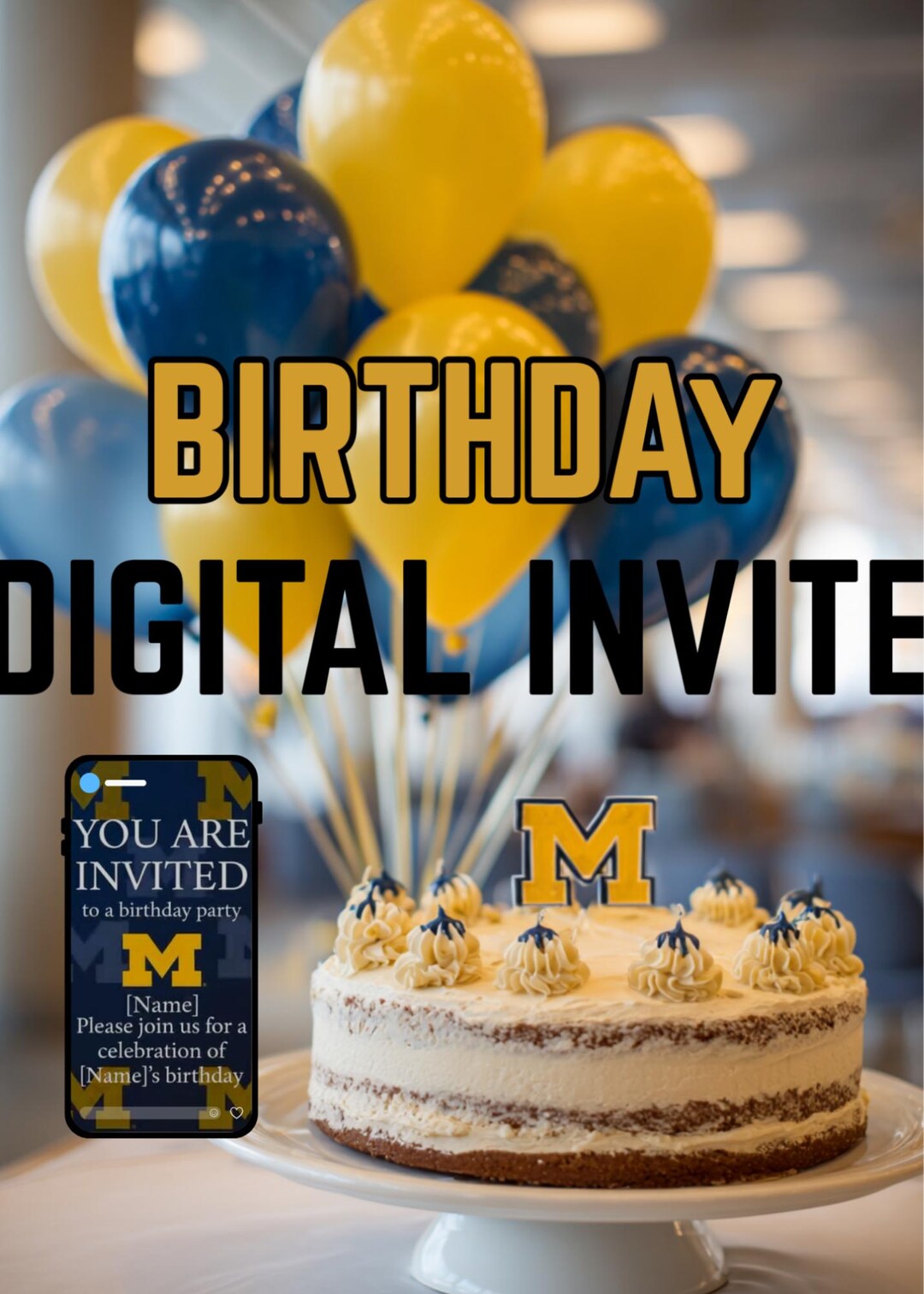 Michigan Football Birthday Invitation Video – Digital Phone Invite, 6 ...