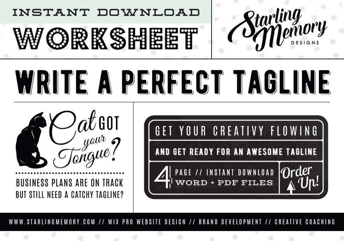 DIY TAGLINE WRITING Worksheet Business Writing Business | Etsy