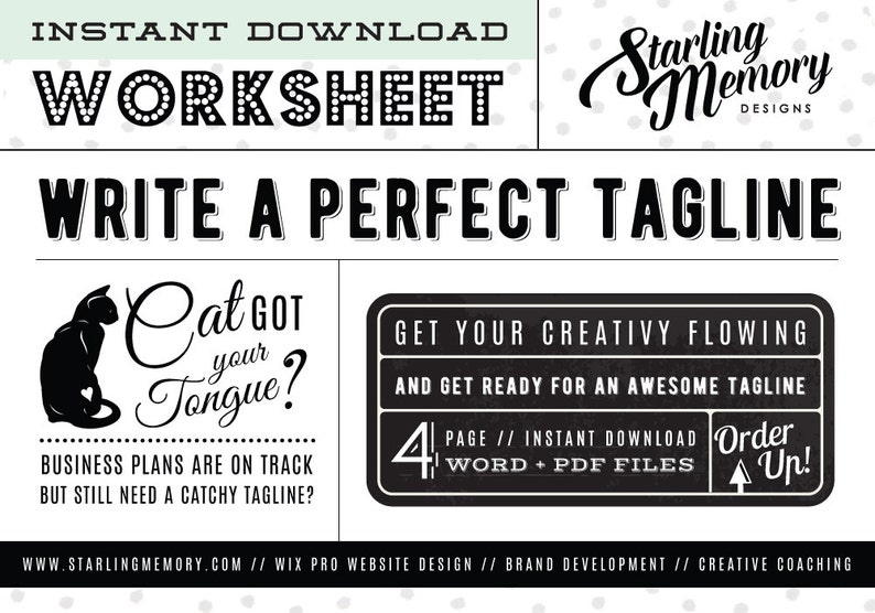 DIY TAGLINE WRITING Worksheet Business Writing Business - Etsy Canada