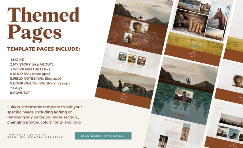 8-page 'sabine Preston' Wix Template Design - Western-inspired Desert ...