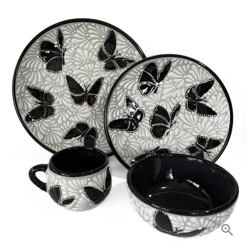Talavera Black Plate Set - Etsy