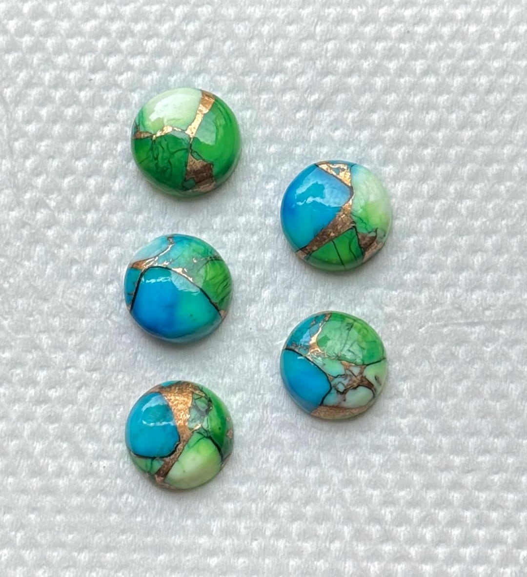 AAA Peacock Candy Turquoise Cabochon: Round Flat Back Gemstone - Etsy