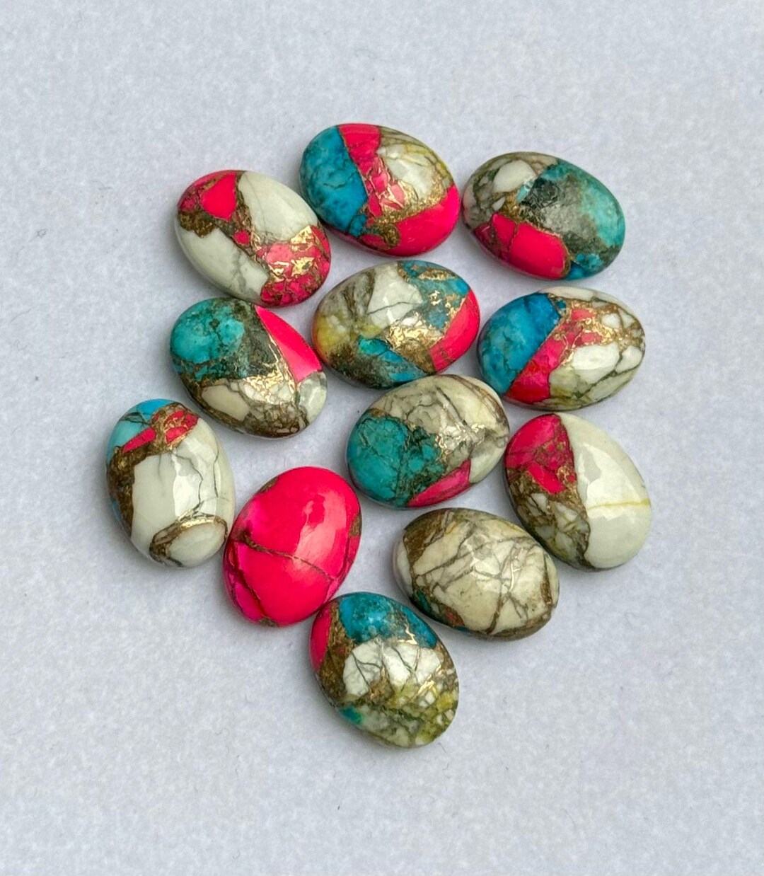 Pink Candy Turquoise Cabochon: Oval Gemstone for Jewelry Making - Etsy