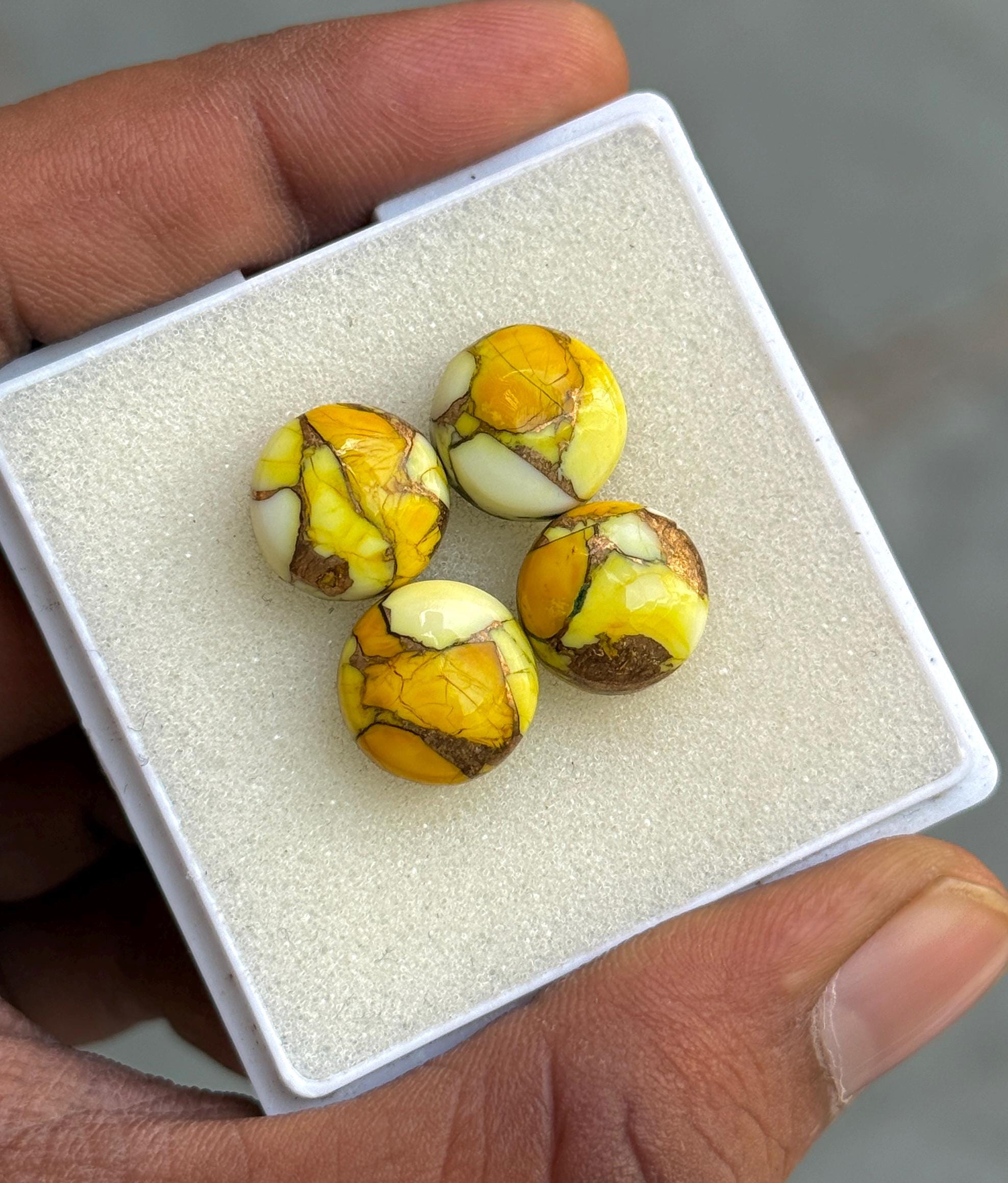 AAA Yellow Honey Turquoise Cabochon: Round Flat Back Gemstone - Etsy
