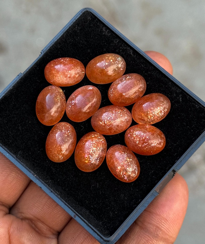 AAA+ Sunstone Cabochon: Oval Gemstone, Calibrated Flat Back Gemstone - Etsy