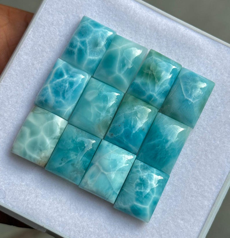 AAA+ Larimar Cabochon: Natural Blue Gemstone, Rectangle Shape - Etsy