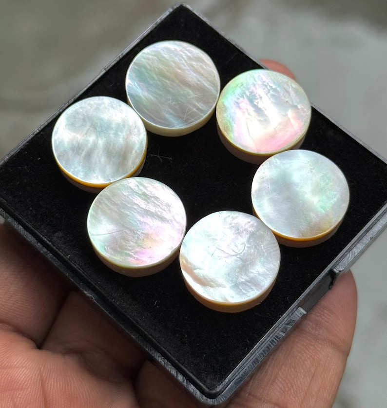 Mother of Pearl Cabochon: Round Flat Back Gemstone - Etsy
