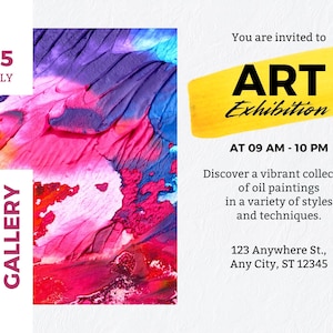 Modern Art Exhibition Invitation Template | Editable Canva Template ...