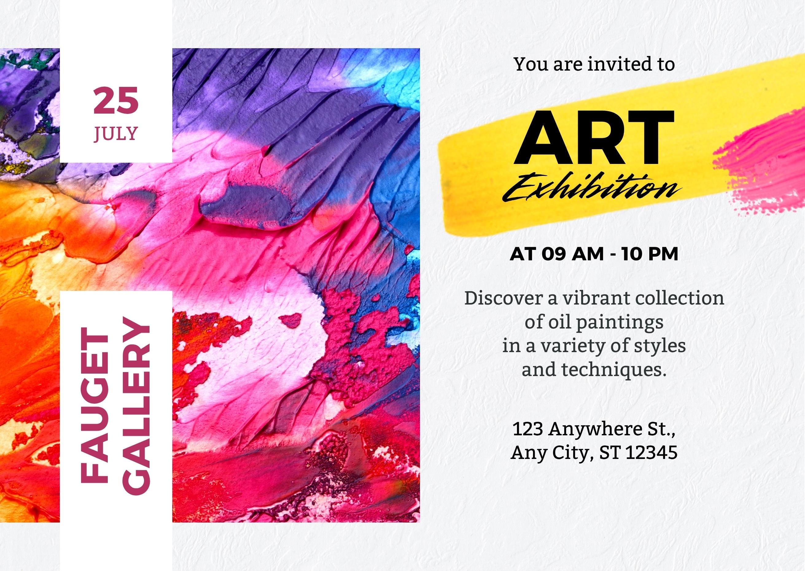 Modern Art Exhibition Invitation Template | Editable Canva Template ...