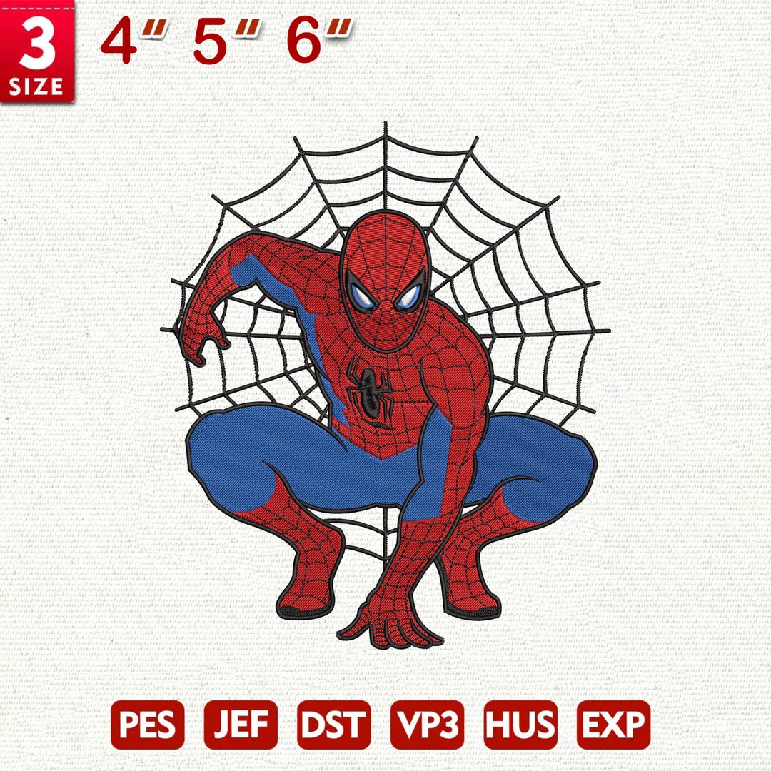 Superhero Embroidery Design: Flying Web Hero (digital Download, 5 Sizes ...