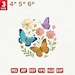 Butterfly and Flower Embroidery Design, Spring Floral Stitch Pattern ...