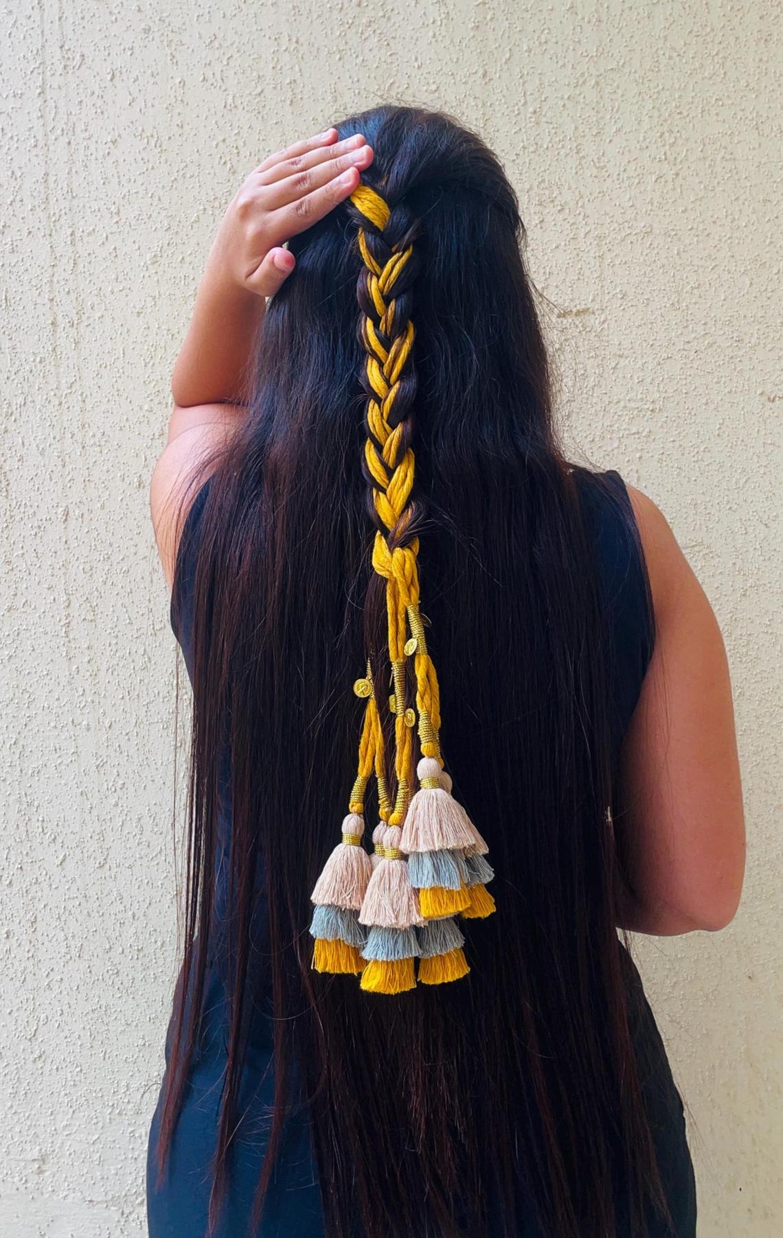 Bohemian Parandi Hair Braid Accessory - Mustard Tassels & Shells - Etsy