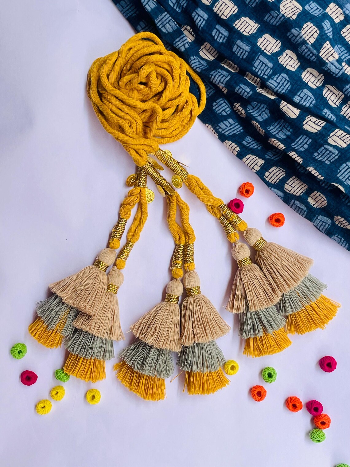 Bohemian Parandi Hair Braid Accessory - Mustard Tassels & Shells - Etsy