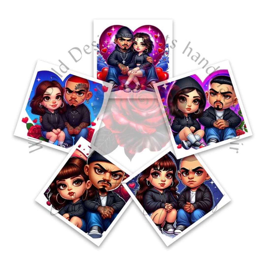 Cholo Couple PNG Bundle | Cute Love Clipart With Hearts | Digital ...