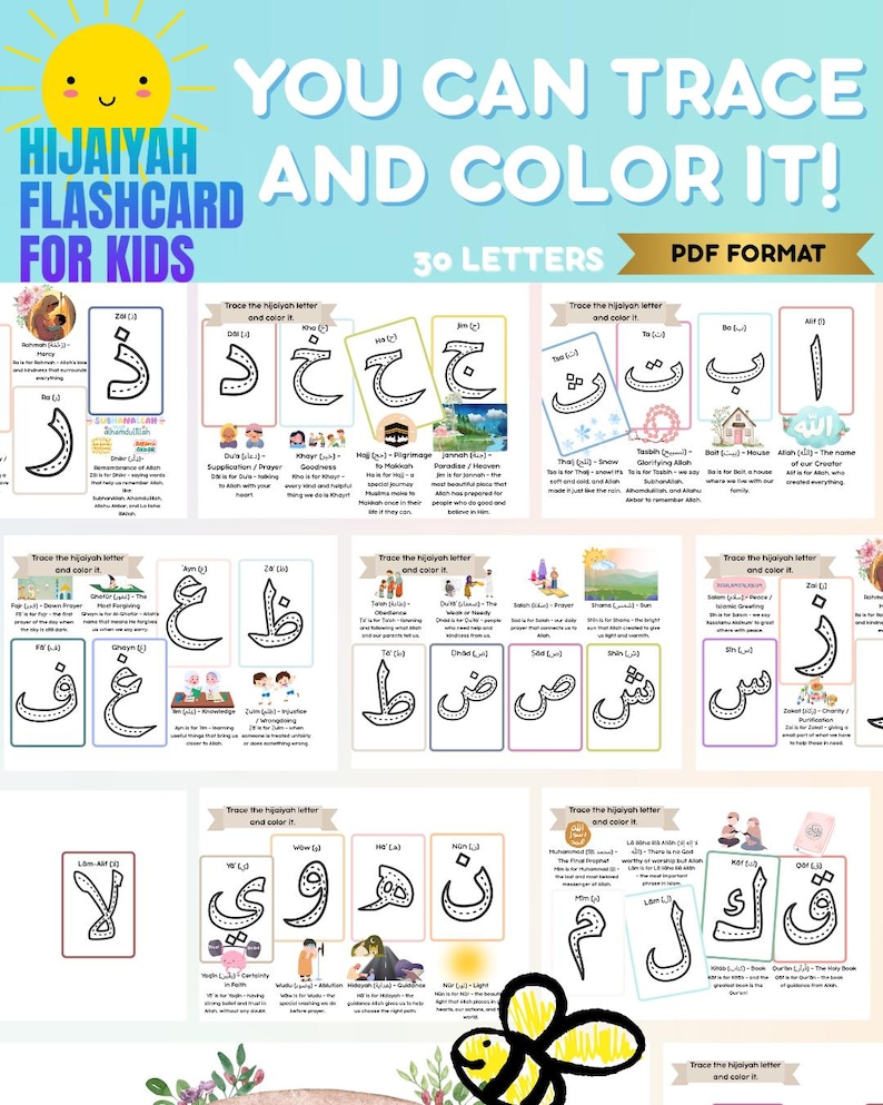 Hijaiyah Flashcards for Kids – Arabic Alphabet Tracing Printable ...