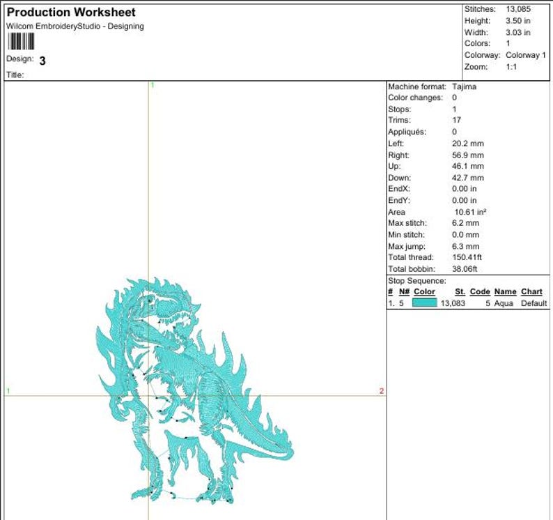 Flaming T-rex Embroidery Design: Fire Dinosaur Machine Embroidery File ...