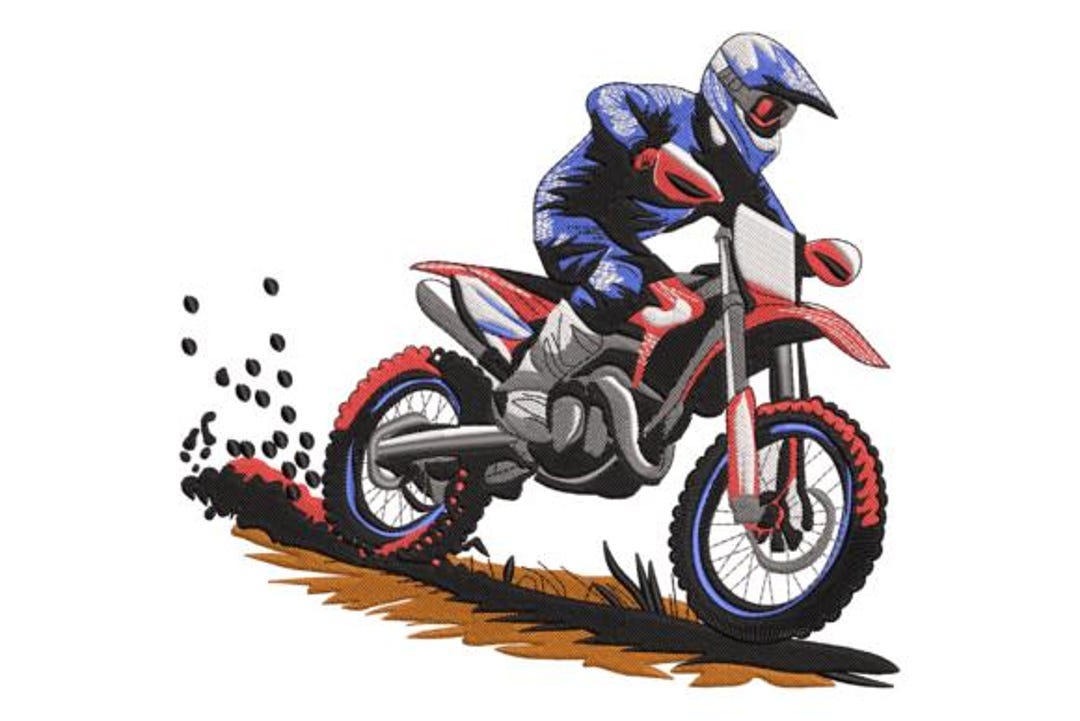 Bike Racer Embroidery Design: Motorcycle Rider Art (4x4, Digital ...