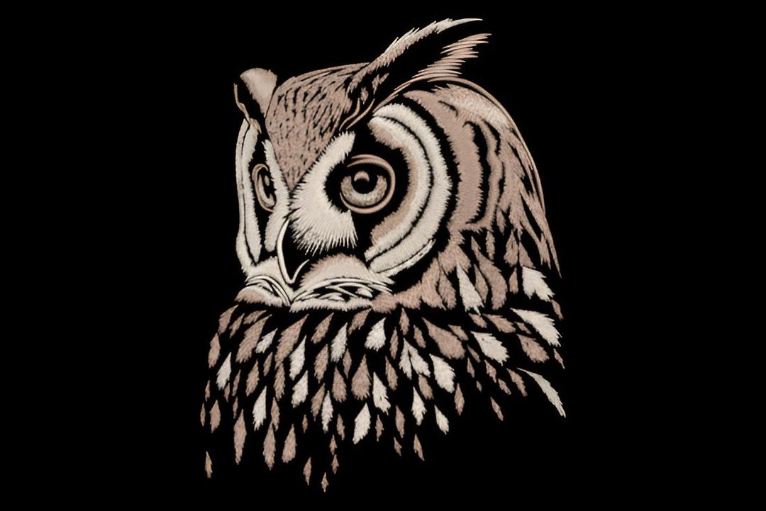 Realistic Owl Embroidery Design: Detailed Wildlife Pattern (CND DST PES ...