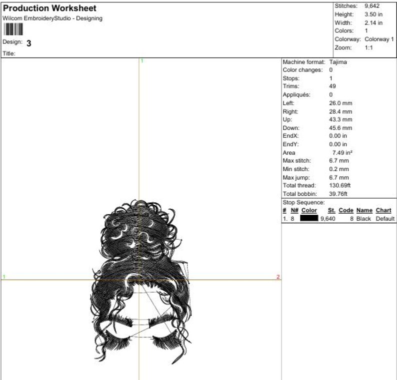Messy Bun Embroidery Design – Messy Hair Girl Embroidery Pattern – Bun ...