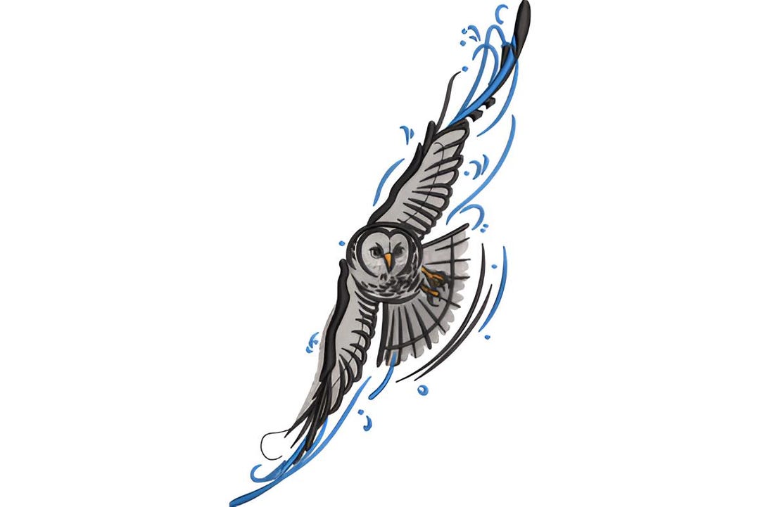 Majestic Flying Owl Embroidery Design – Owl in Flight Embroidery ...
