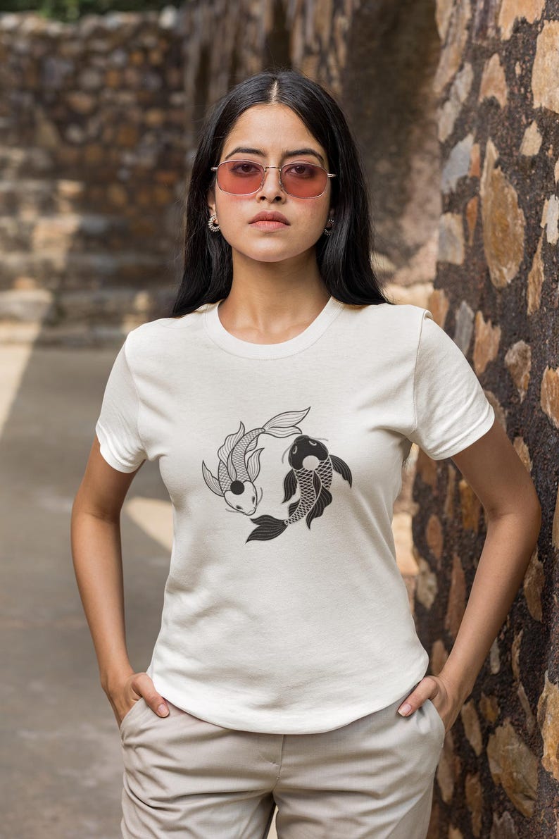 Yin Yang Koi Fish Embroidery Design: Zen Machine Embroidery File (DST ...
