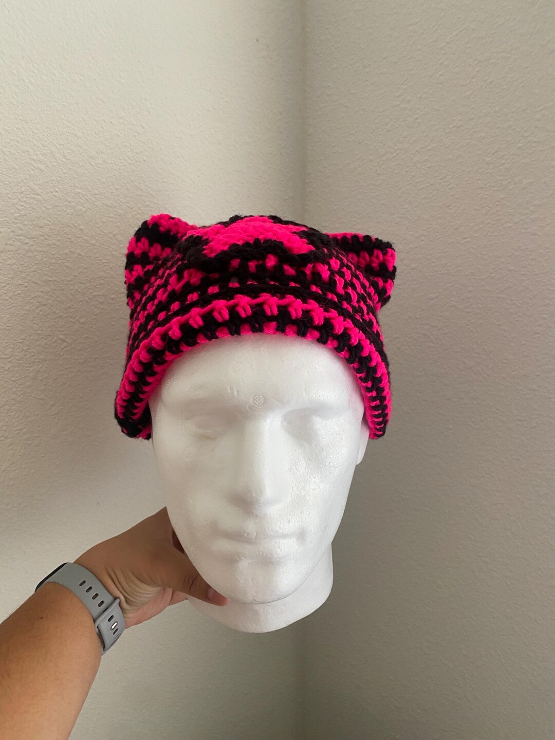 Black & Hot Pink Star Cat Beanie - Etsy