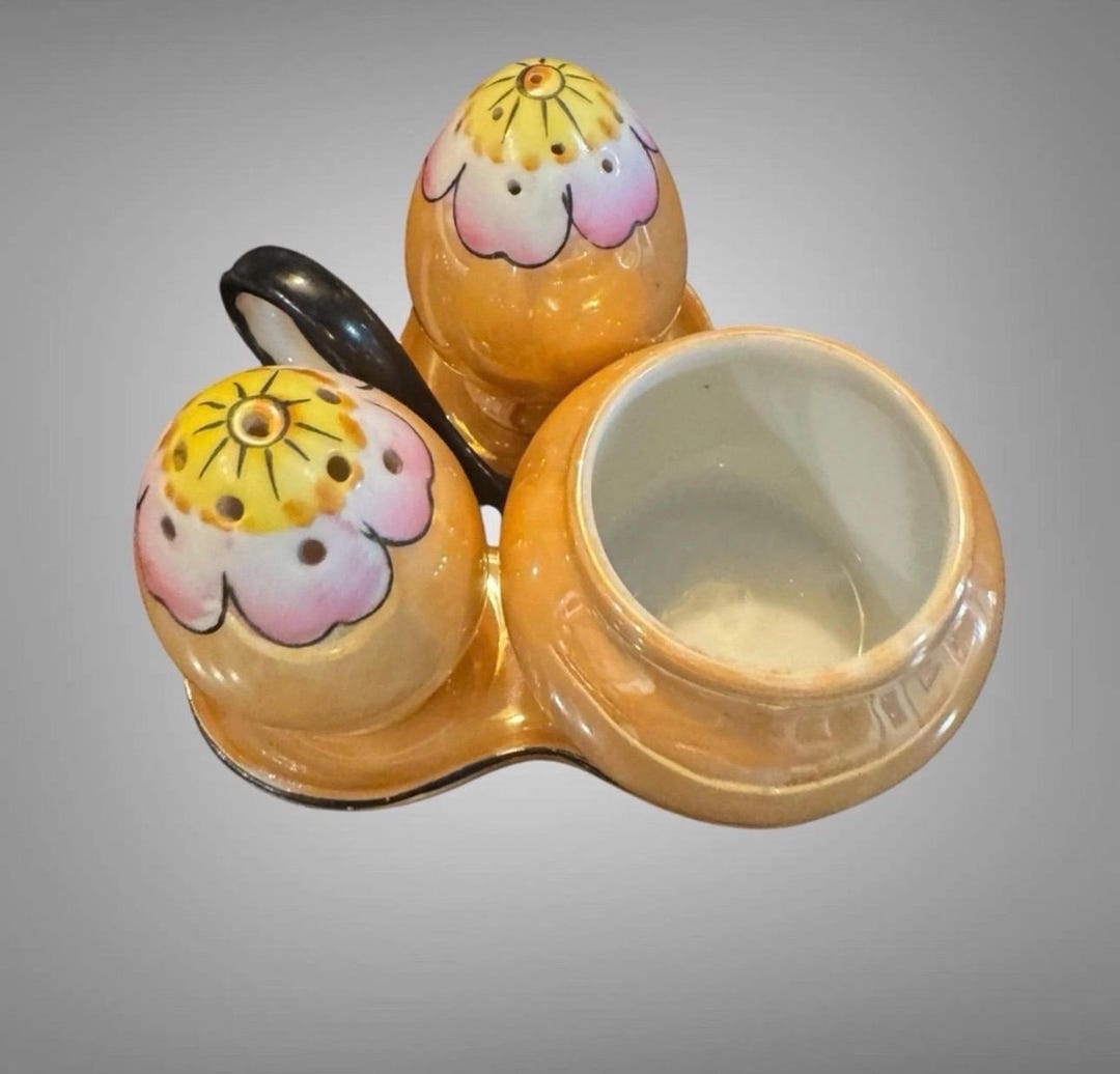 Vintage Noritake Lusterware Condiment Set - Etsy