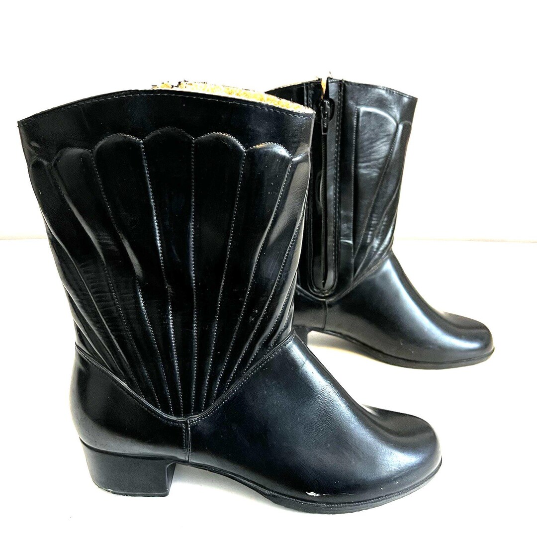 Vintage Sears Seashell Rain Boots Sherpa Lined Waterproof Women's Size ...