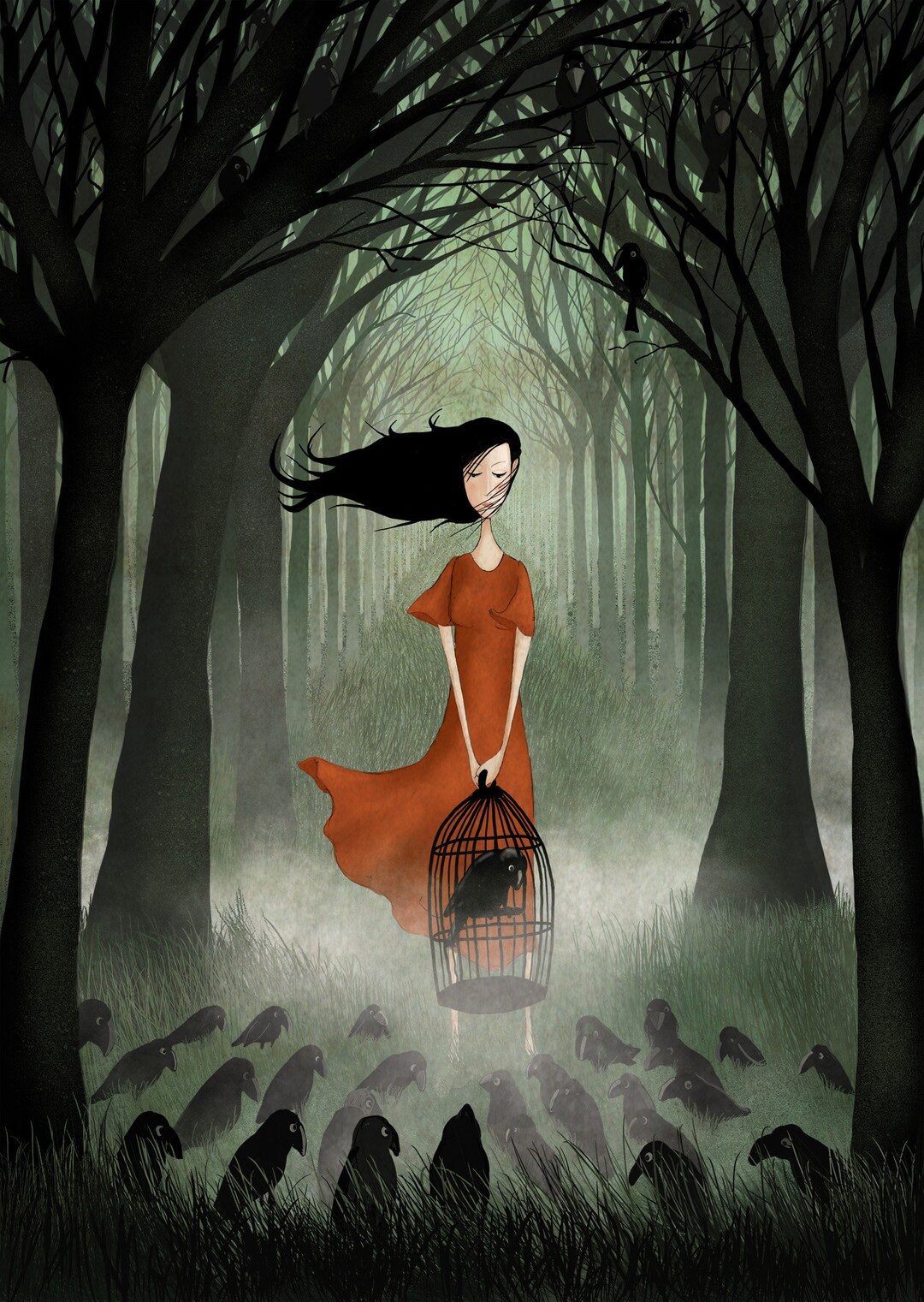 The Raven Girl - Art Print (3 Different Sizes) - Etsy