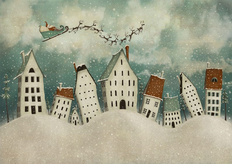 Wintertown - Art Print (3 Different Sizes) - Etsy