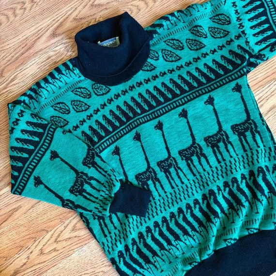 Vintage 80s giraffe turtleneck sweater - Gem