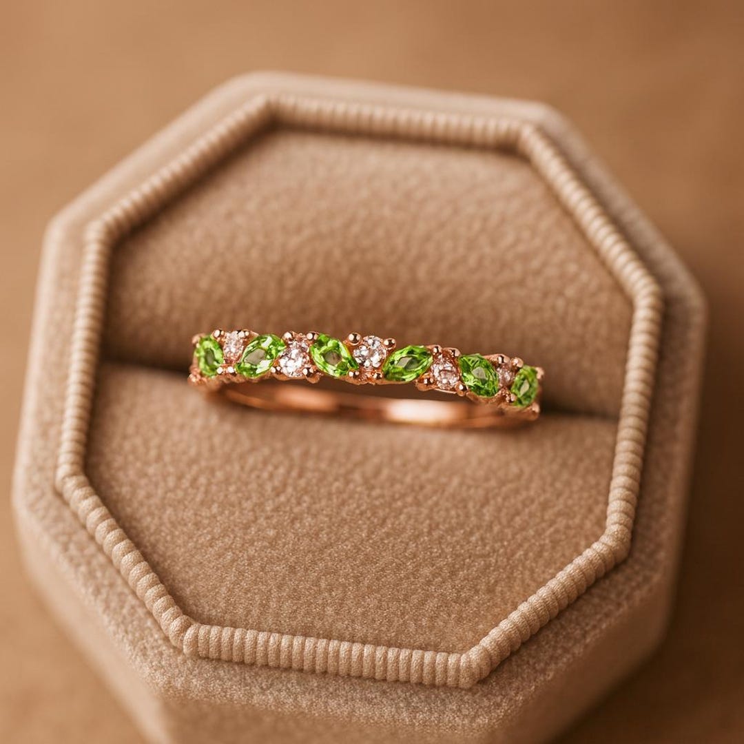 Marquise Peridot Band – Dainty Gold Peridot Ring. - Etsy