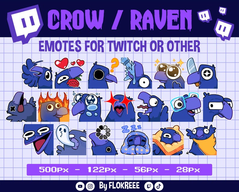 Raven / Crow / Blackbird Emote Pack | Emotes for Twitch, Discord ...