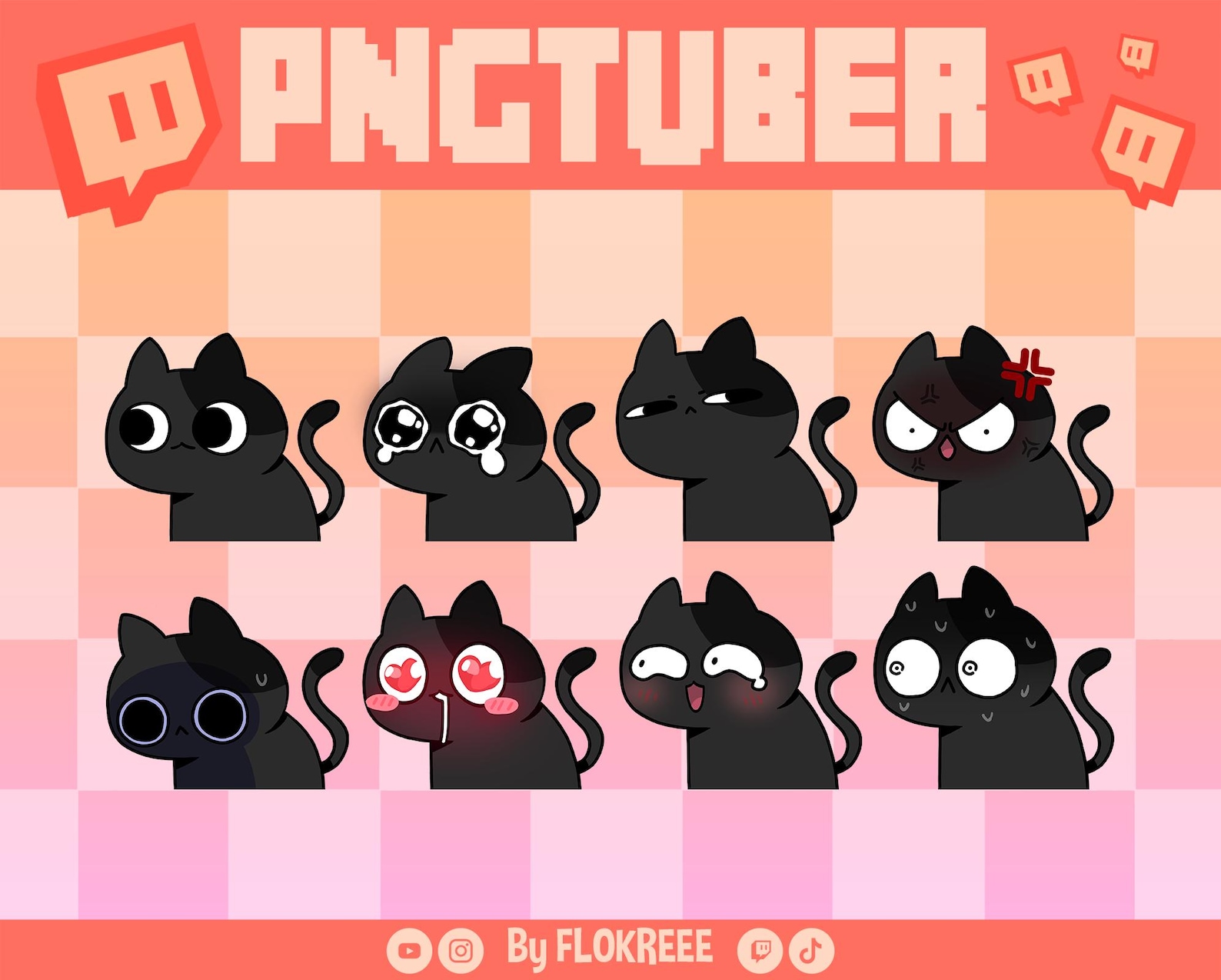 Avatar PNGtuber Gato / GIFtuber / Vtuber / 8 expresiones | Twitch ...
