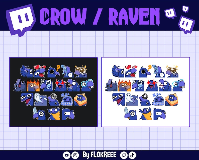 Raven / Crow / Blackbird Emote Pack | Emotes for Twitch, Discord ...