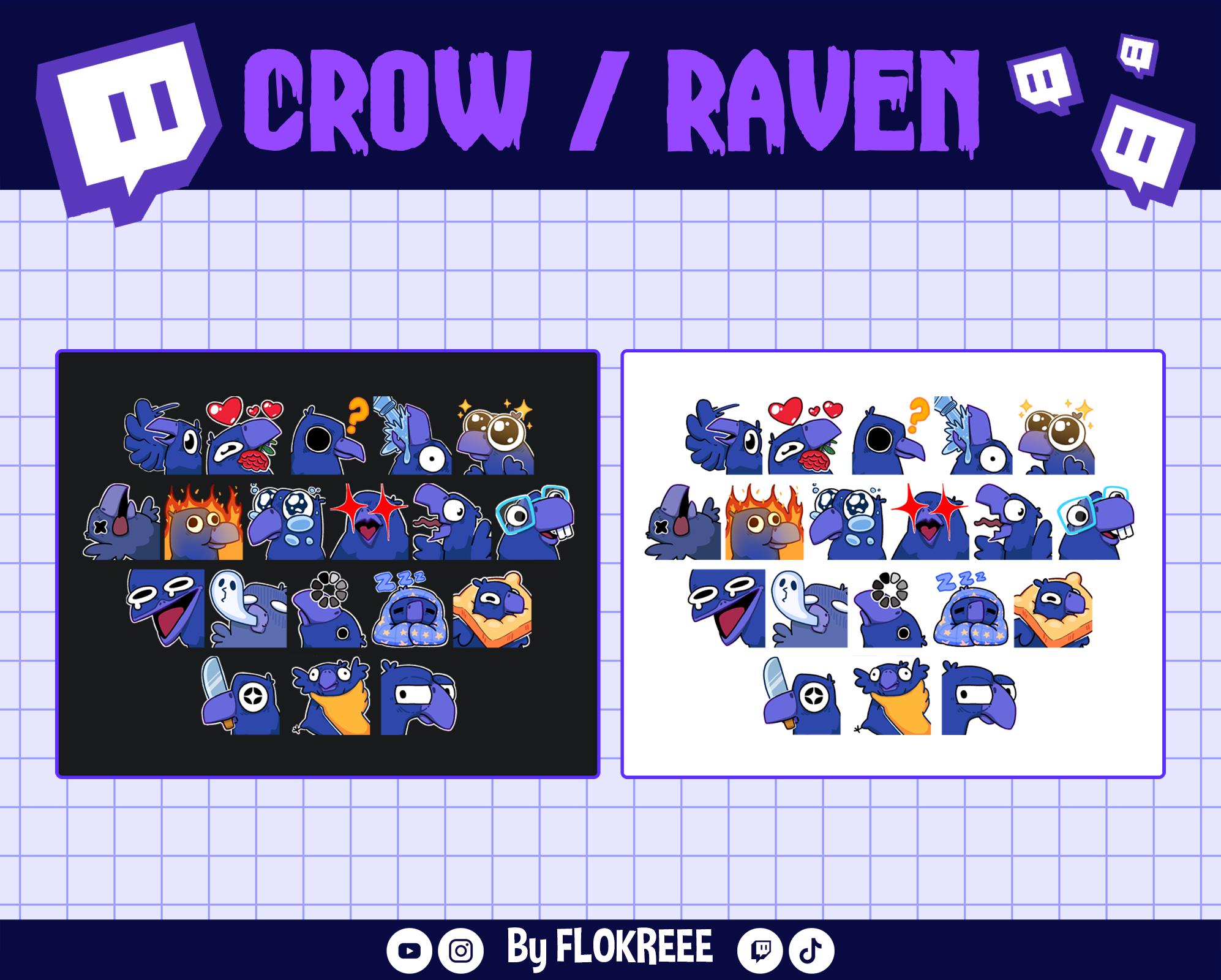 Raven / Crow / Blackbird Emote Pack | Emotes for Twitch, Discord ...