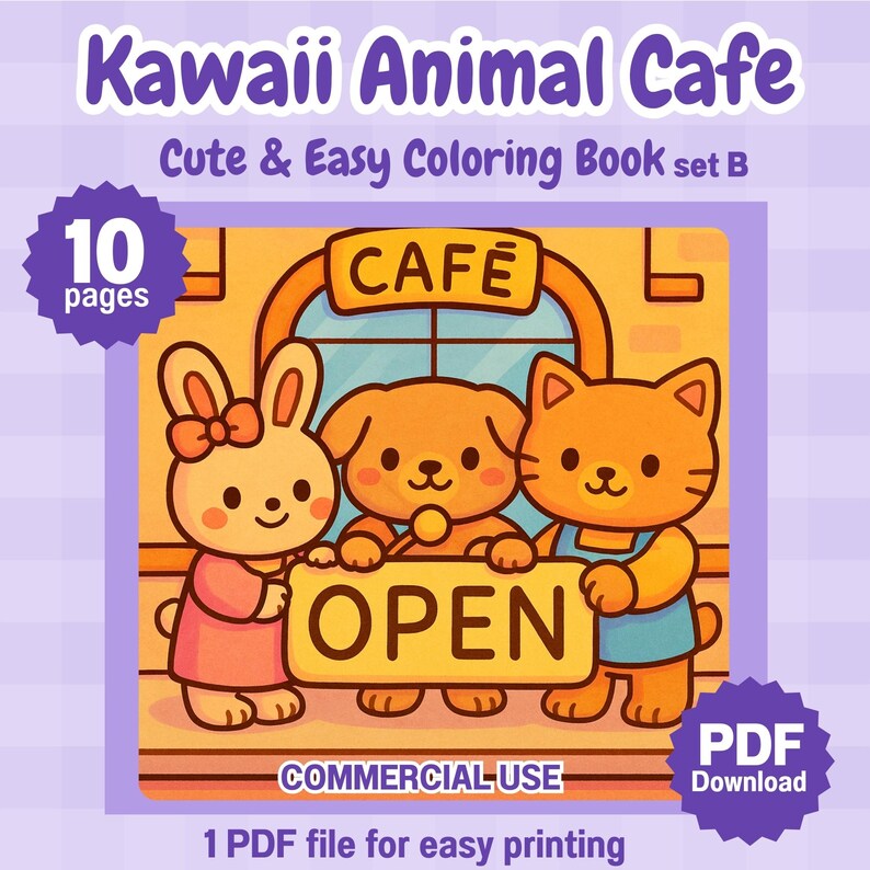 Animal Cafe Coloring Pages | Printable Activity Book for Kids | PDF ...
