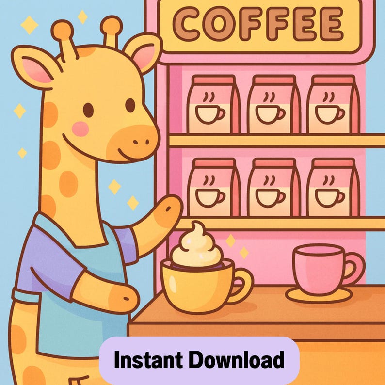 Animal Cafe Coloring Pages | Kids Printable Activity Book PDF | Digital ...