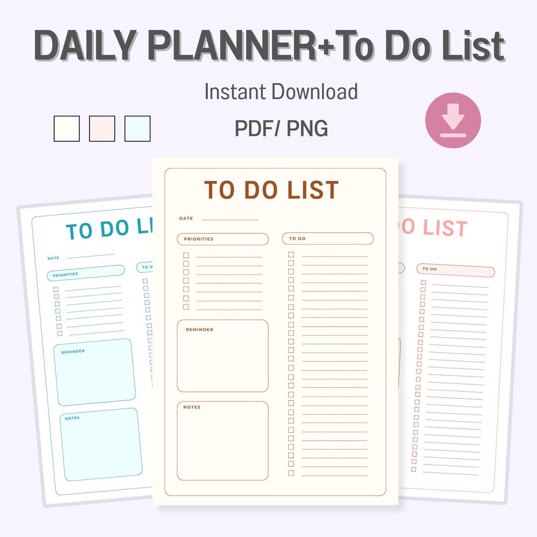 Minimalist to Do List, Daily Planner Printable , Daily to Do List ...