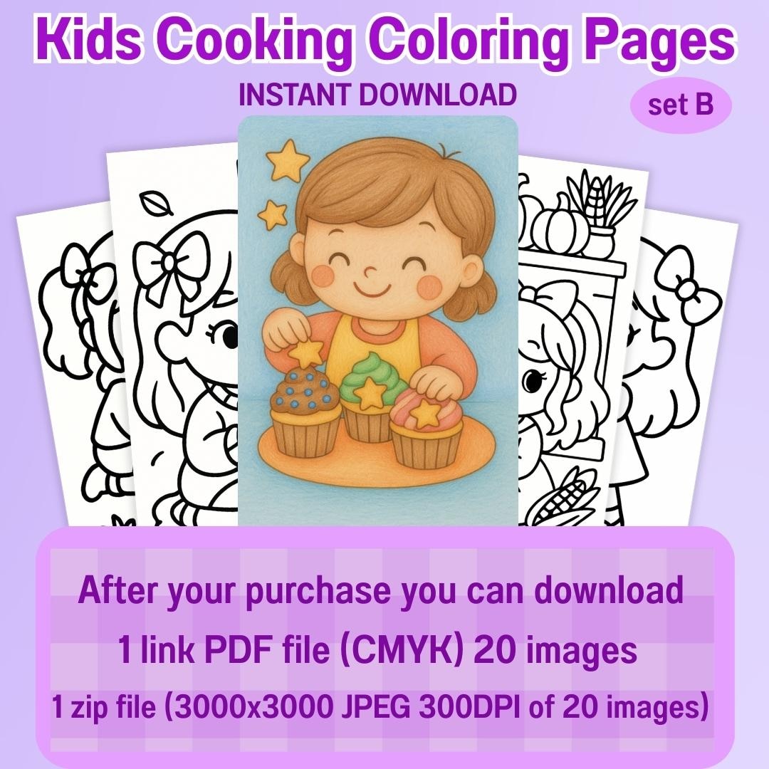 Kawaii Kids Cooking Coloring Pages – 20 Cute Baking, Chef & Kitchen ...