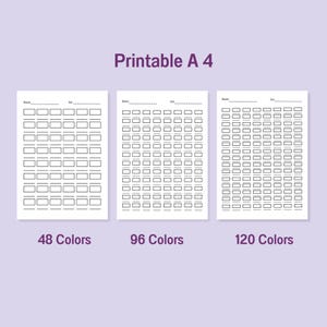 Color Swatch Chart Printable Set, 48 96 120 Color Palette Templates for ...