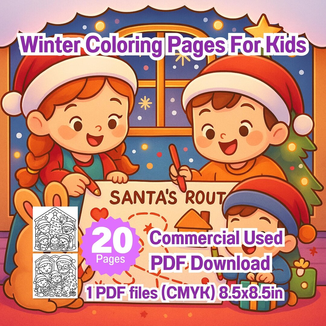 Winter Family Holiday Coloring Pages for Kids Holiday Printable PDF ...