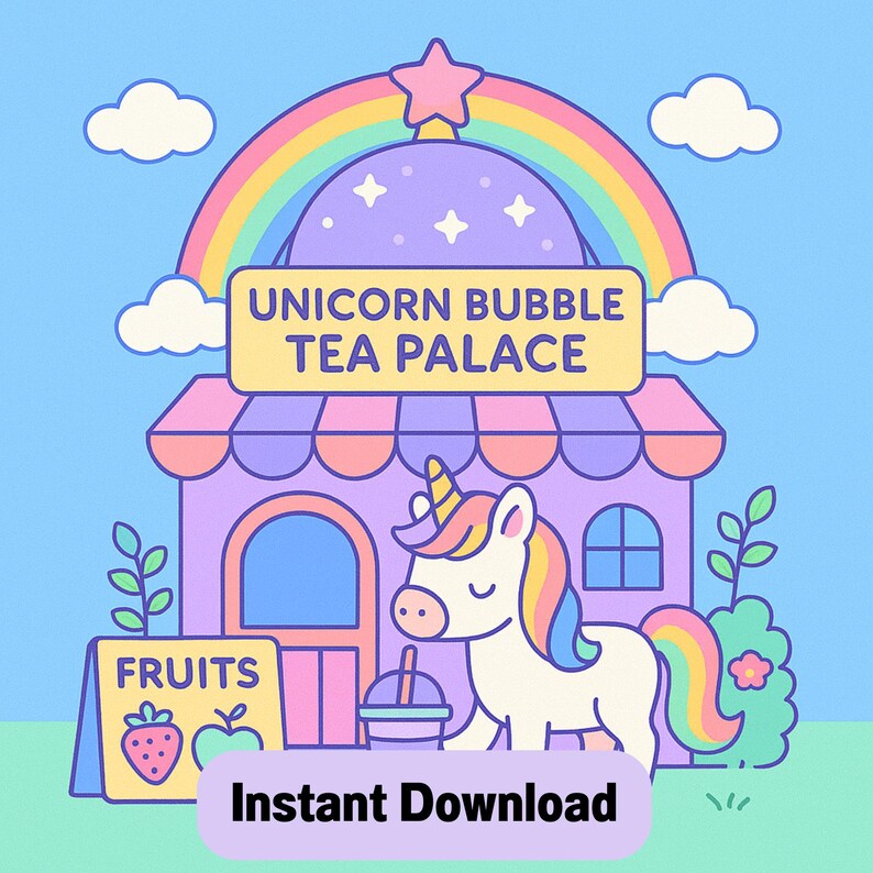Animal Cafe Coloring Pages | Kids Printable Activity Book PDF | Digital ...