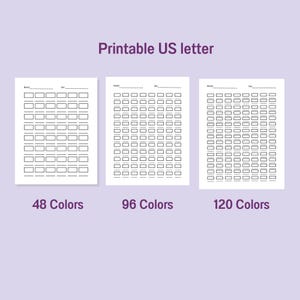 Color Swatch Chart Printable Set, 48 96 120 Color Palette Templates for ...