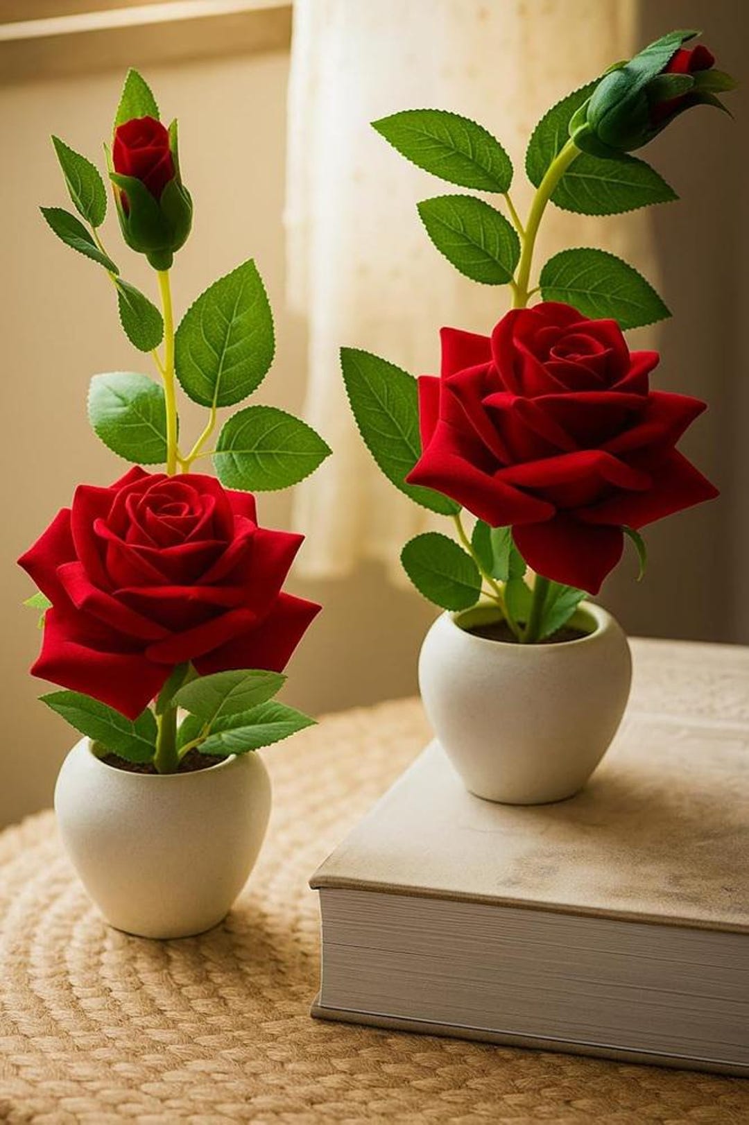 Redrose Artificial Flower Pot Set Home Decor–realistic Silk Roses in ...