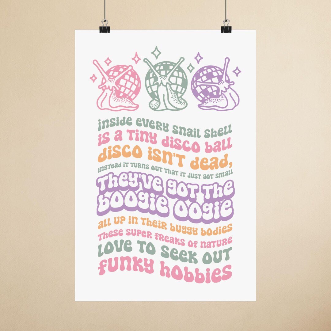 Disco Snails Dancing Disco Snail Illustrations Lyrics Matte Vertical ...